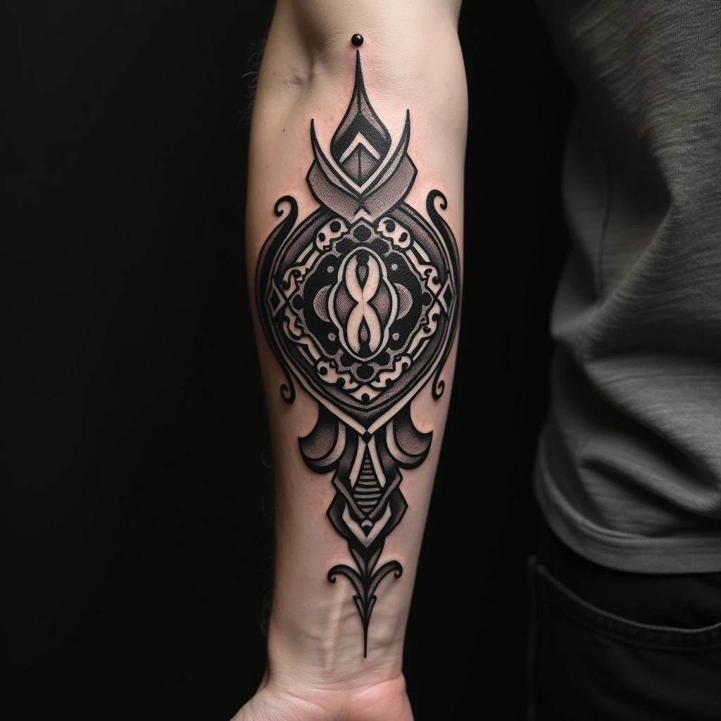Intricate Tribal Geometric Tattoo Design for Men - TattoosTours